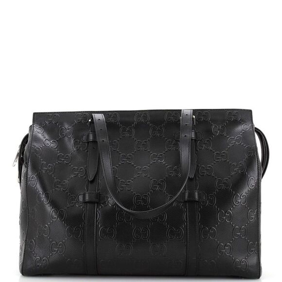 Gucci | Bags | Gucci Tote Bag Gg Embossed Perforated Leather Large ...